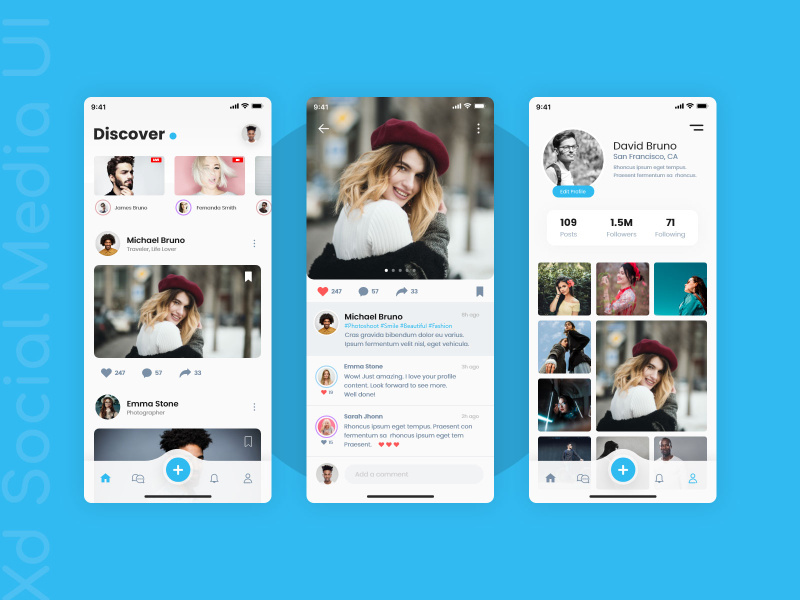Xd Social Media UI Kit By Scrillo Designers EpicPxls